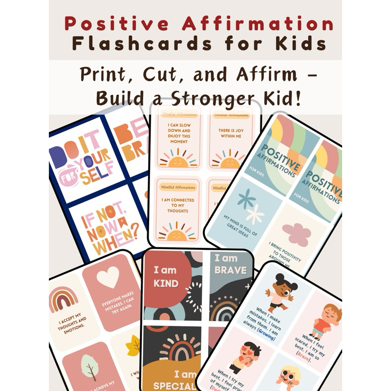 PDF/PNG Printable Positive Affirmation Flashcards for Kids | Shopee ...