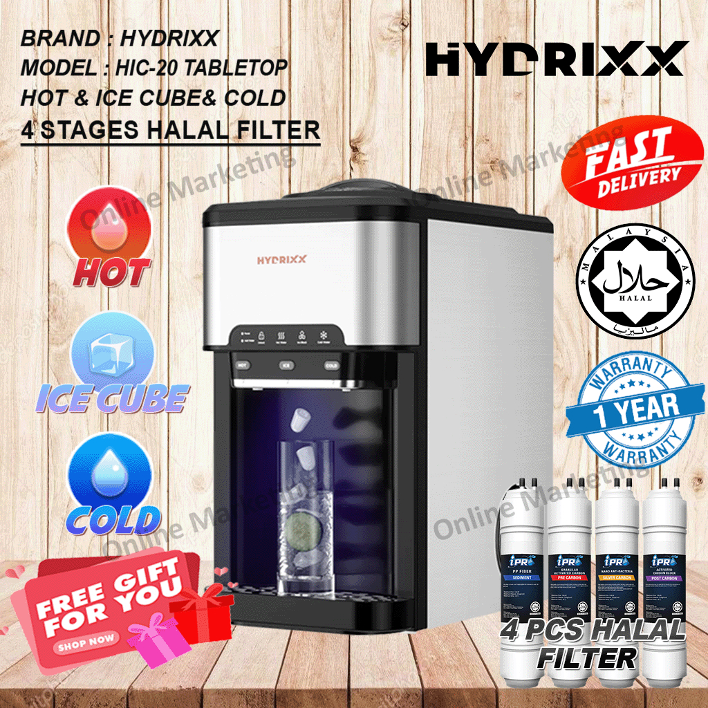 HYDRIXX 3 in 1 Ice Maker Countertop Ice Making Machine 20KG with Hot ...