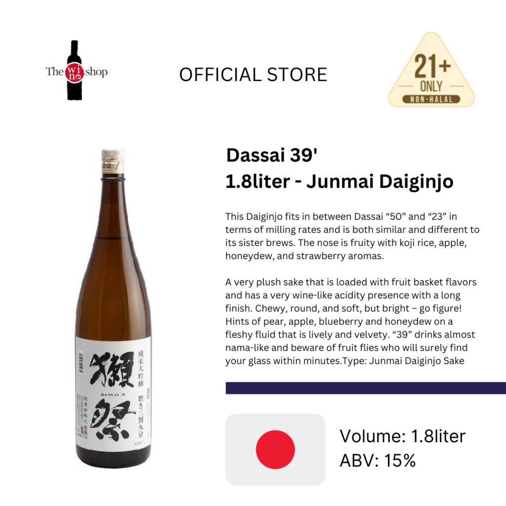 Dassai 39 Junmai Daiginjo 1.8liter | Shopee Malaysia