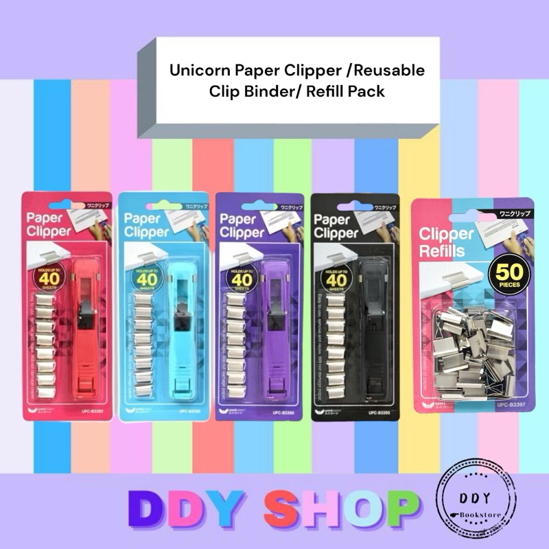 Unicorn Paper Clipper / Reusable Clip Binder / Refill Pack | Shopee ...