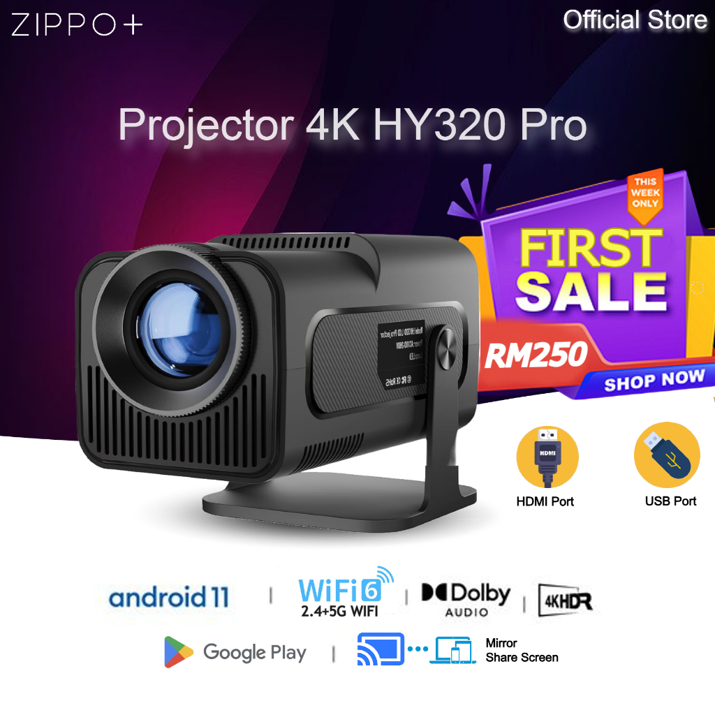 NEW HY320 PRO Smart Projector Portable Led 4K For Tv Laptop Android Phone netflix Bluetooth ...
