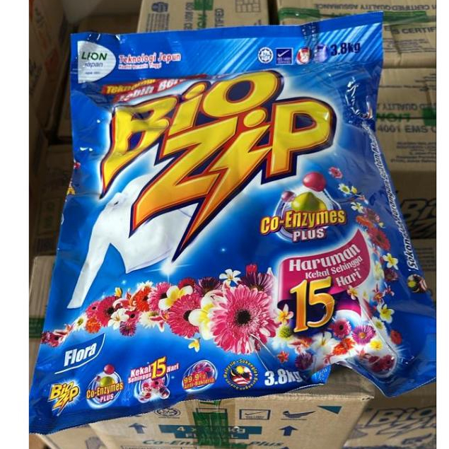 Bio Zip detergent powder flora 3.8kg | Shopee Malaysia