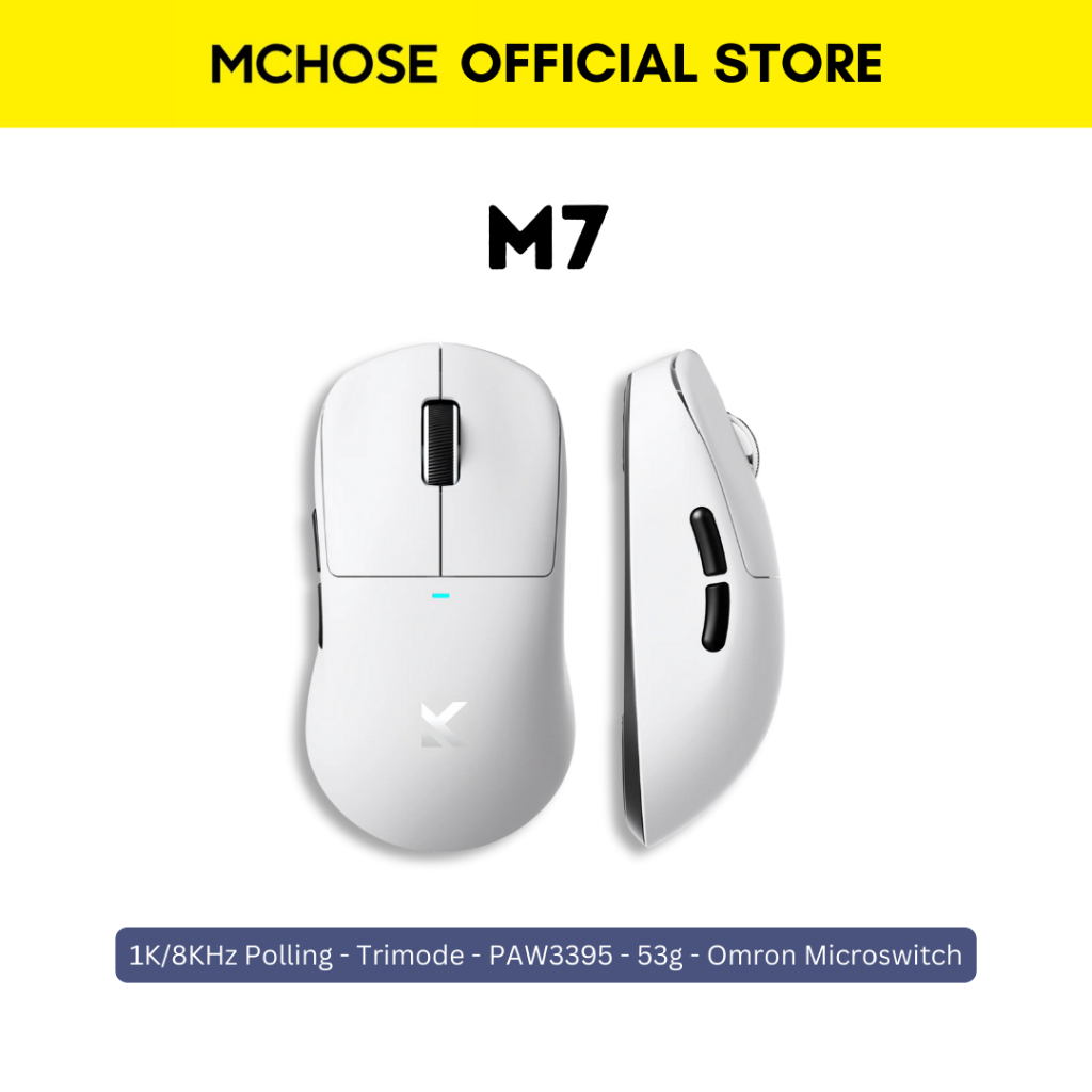 MCHOSE M7 Wireless Mouse 3 Modes Connection/PAW3395/Ultra-Lightweight/TTC Golden Switch/Realtek ...