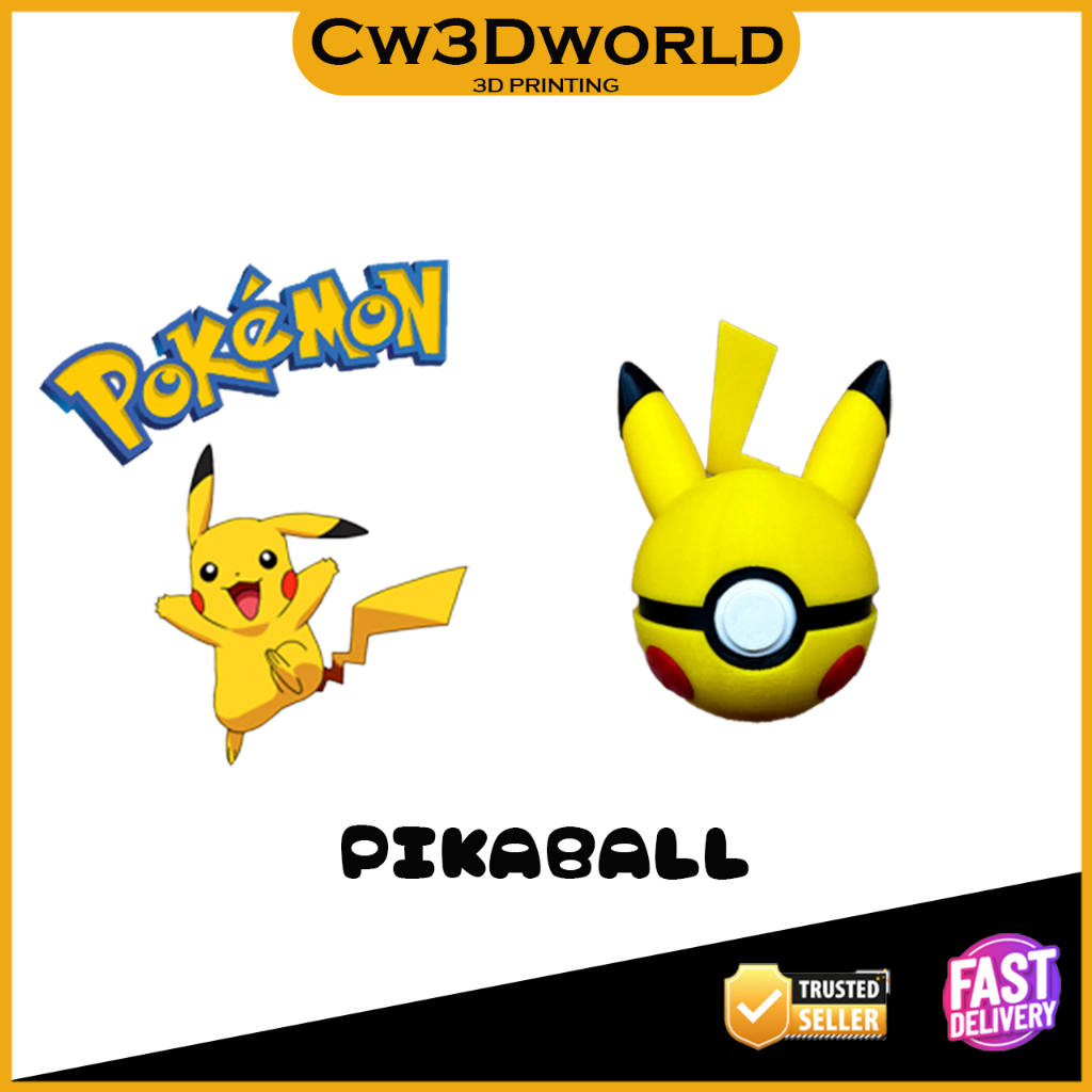 Pikaball Pokeball Pokemon Fully Functional Model Toys Homemade 3D Print ...