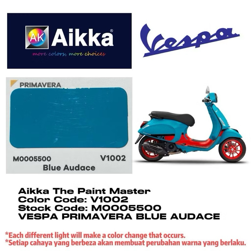 AIKKA V1002 / 890/A BLUE AUDACE VESPA 2K MOTOR PAINT | Shopee Malaysia