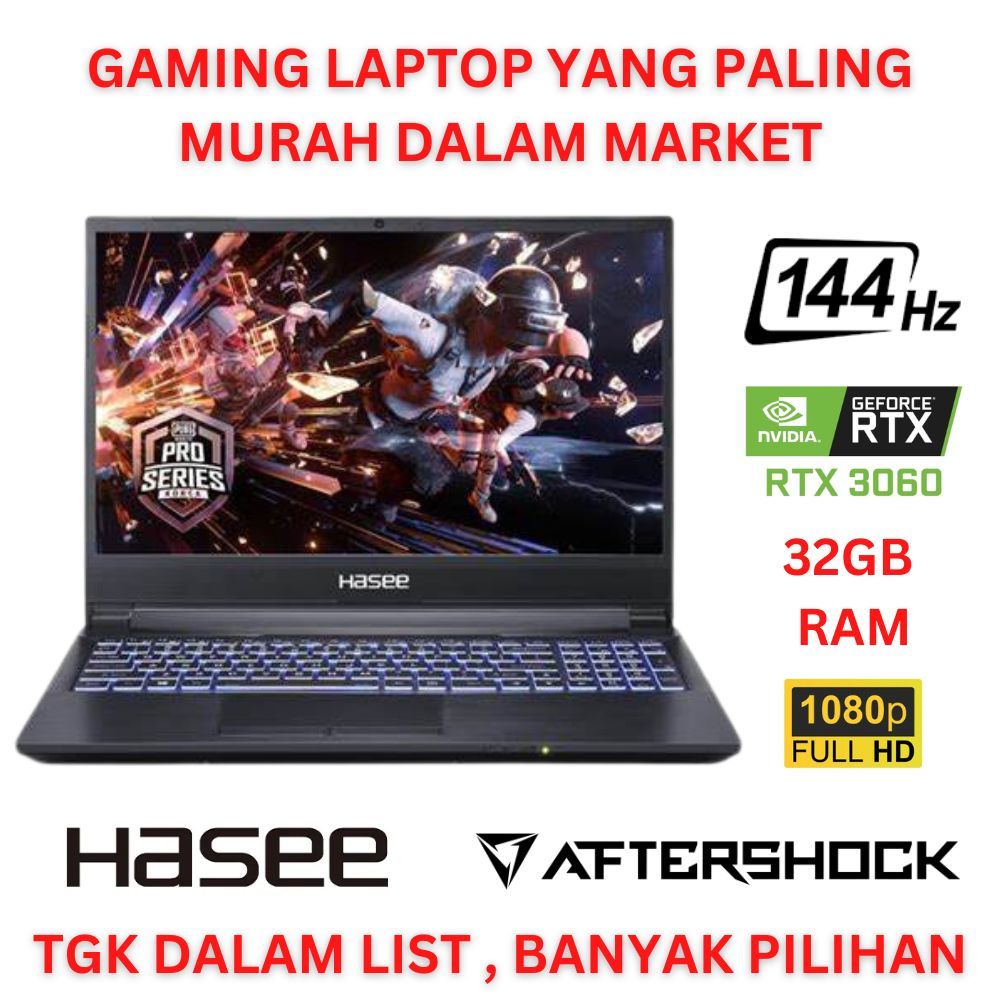 HASEE GAMING LAPTOP NVIDIA RTX 3060 144HZ FULL HD SCREEN 32GB RAM INTEL ...