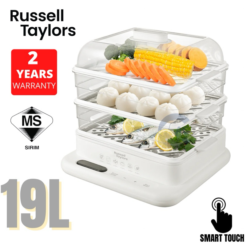 Russell Taylors 3-Tier Food Steamer with Stainless Steel Tray (19L ...