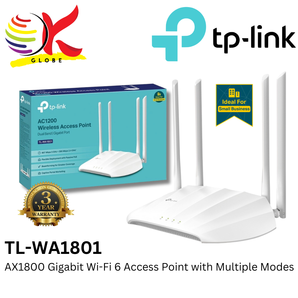 TP-LINK TL-WA1801 AX1800 DUAL BAND GIGABIT WI-FI 6 ACCESS POINT WITH MULTIPLE MODES, EASY SETUP ...
