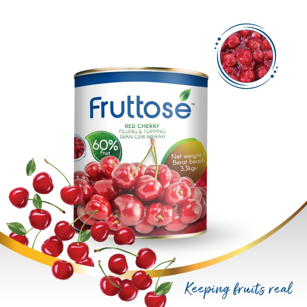 Fruttose RED CHERRY Filling & Topping 60% 3.3kg (Real fruit- Baking Jam/Spread/Baking/Cooking ...