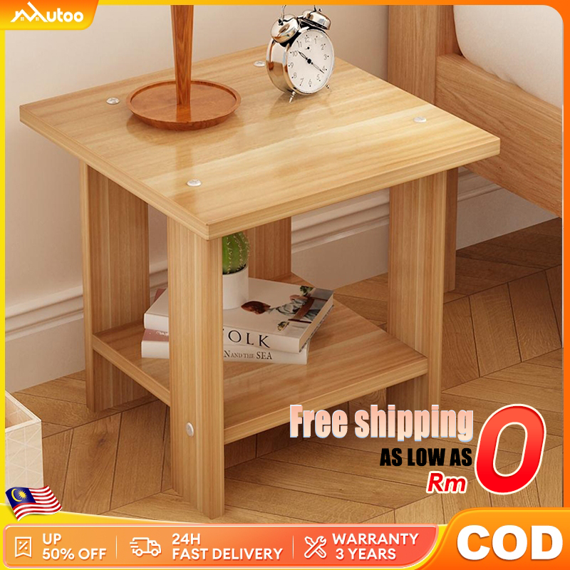 Coffee Table Rak Kayu Meja Nordic Bedside Table Small Square Desk ...