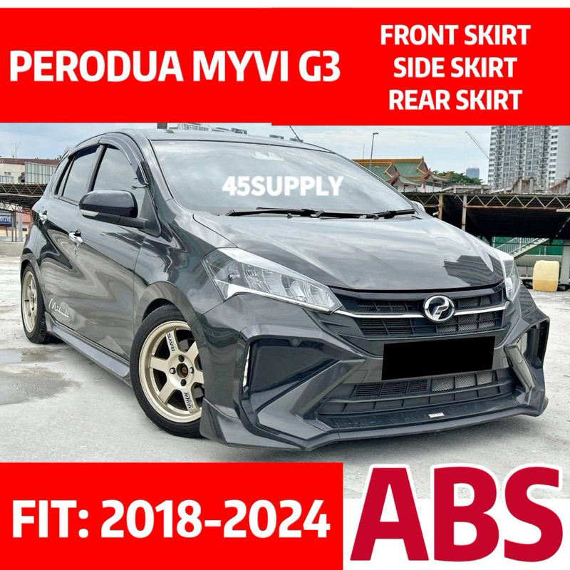PERODUA MYVI G3 2018-2024(OEM)ABS SKIRT FULL SET BODY KIT TAK CAT(FRONT ...