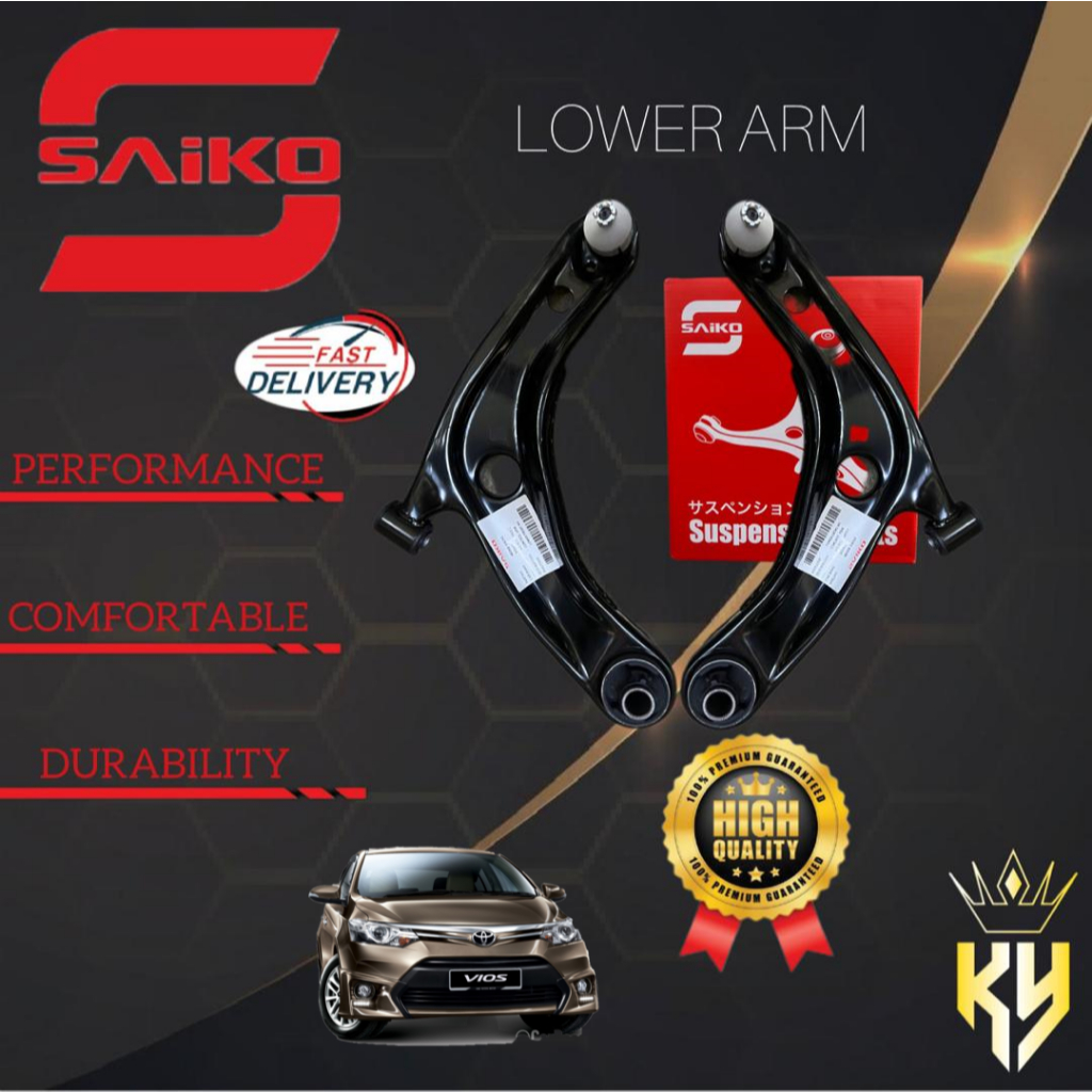 SAIKO FRONT LOWER ARM TOYOTA VIOS NCP150 2013 - 2019 (48068-09200 ...