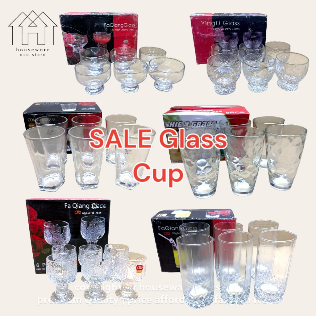 SALE !!! Drink Glass Cup Set Glass Drinking Cup Coffee Cup / Gelas Kaca ...