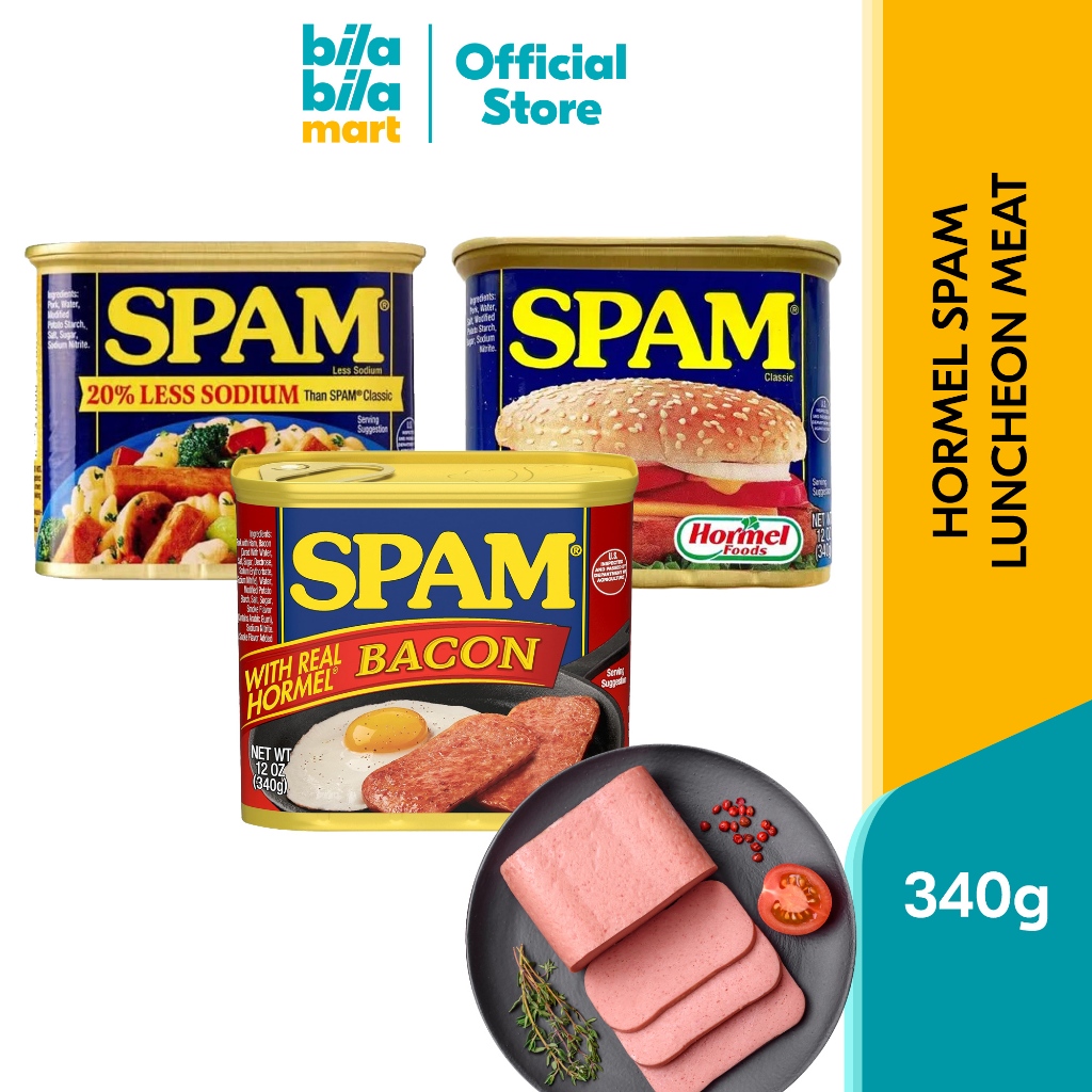 (NON-HALAL) SPAM Luncheon Meat (Classic, 20% Less Sodium, with Real Bacon) 340g 午餐肉 | Shopee ...