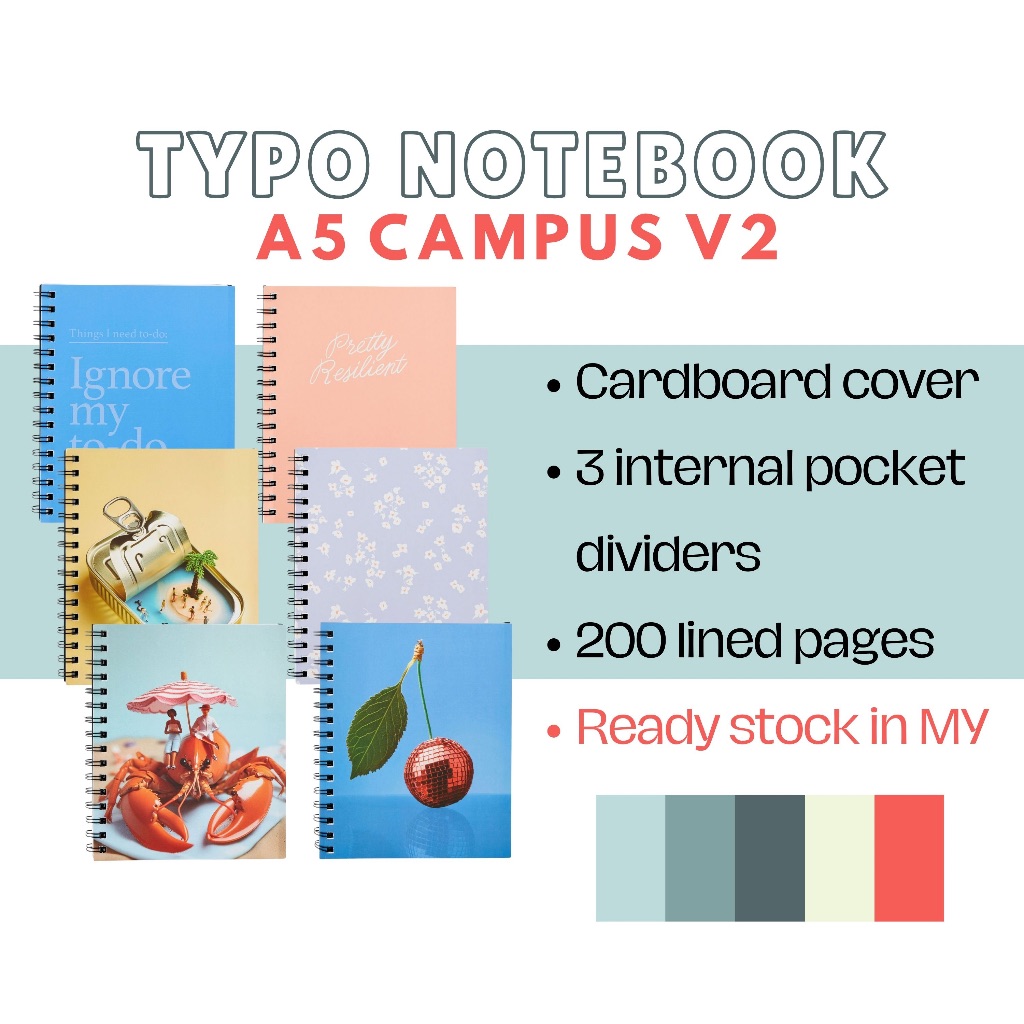 TYPO Book / A5 Campus Notebook V2 Recycled / 3 Pockets Dividers in ...