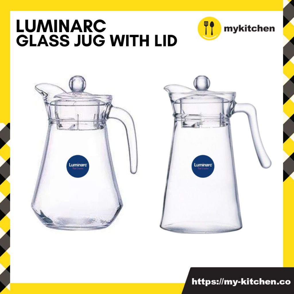 [MY KITCHEN] Luminarc Arc Pitcher Water Transparent Glass Jug with Lid ...