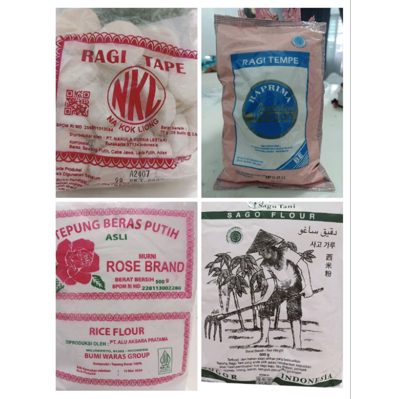 TEPUNG SAGU TANI 500gram,TEPUNG BERAS ROSE BRAND 500gram,RAGI TAPE ...