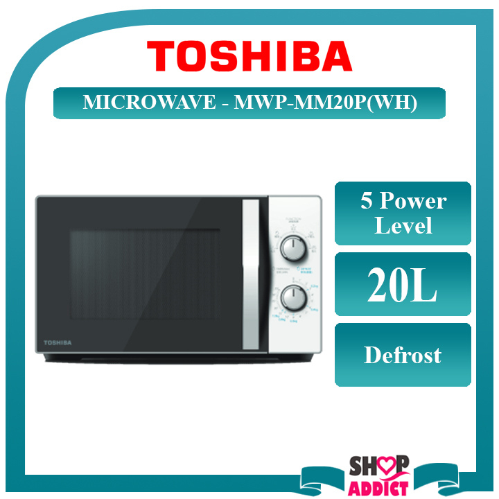 Toshiba 20L Microwave Oven MWP-MM20P(WH) Ketuhar with Solo Function 5 Power Levels Stable ...
