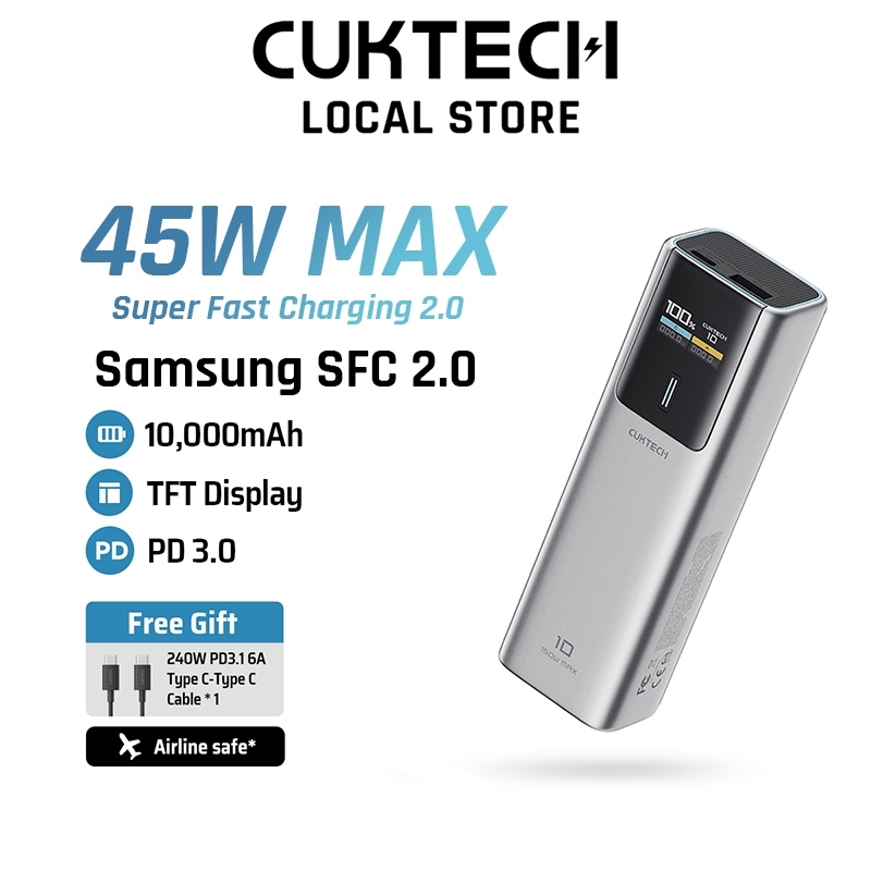 CUKTECH 10 Power Bank 10000mAh For Samsung 45W Super Fast Charging 2.0 ...