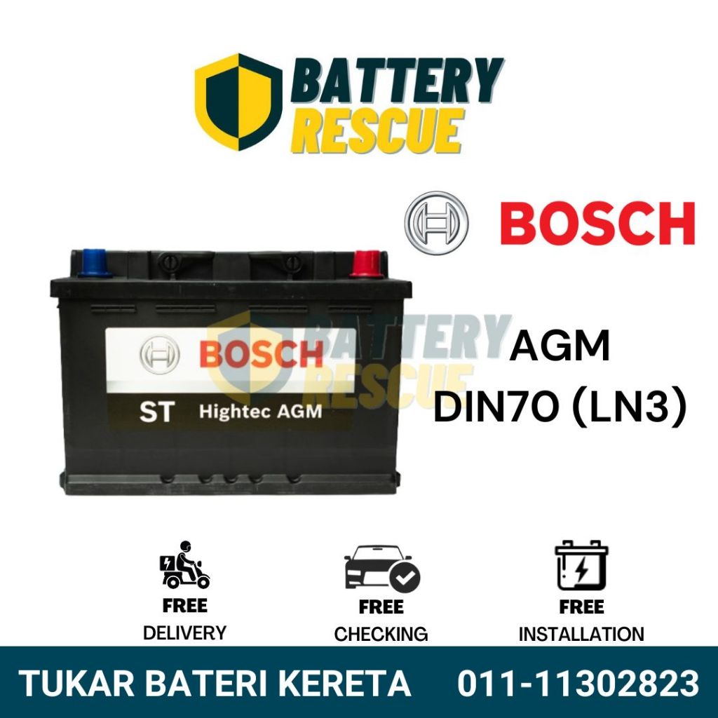 [Installation Available] DIN70 | DIN70L | LN3 | Bosch AGM ST Hightec Car Battery Bateri Kereta ...