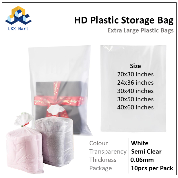 10 Pieces Beg Plastic Besar Extra Large Plastic Storage Bags For Moving ...