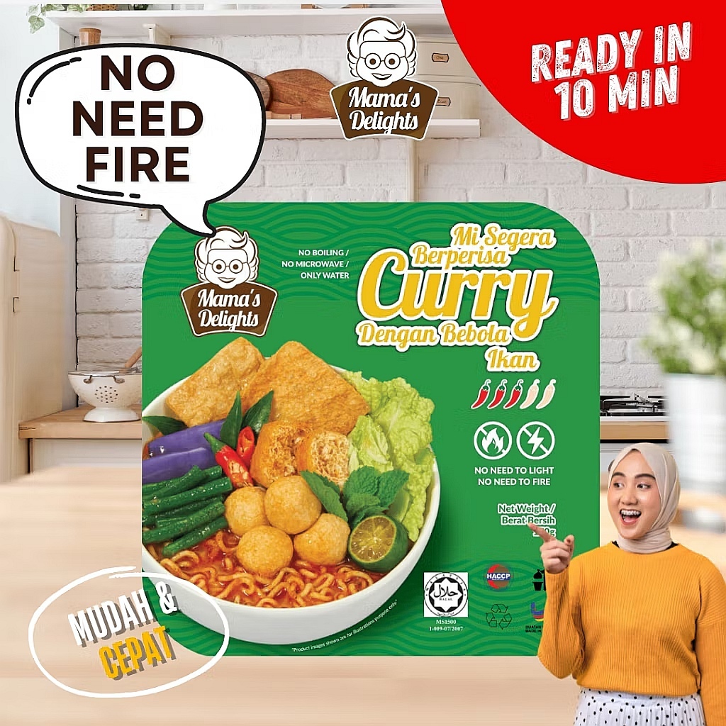 Mama's Delights Curry Self - Heating Noodles | Shopee Malaysia
