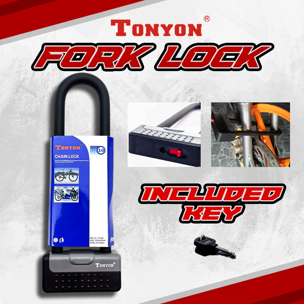 FORK LOCK HEAVY DUTY U LOCK ANTI THEFT SECURITY LOCK MOTORCYCLE KUNCI ...