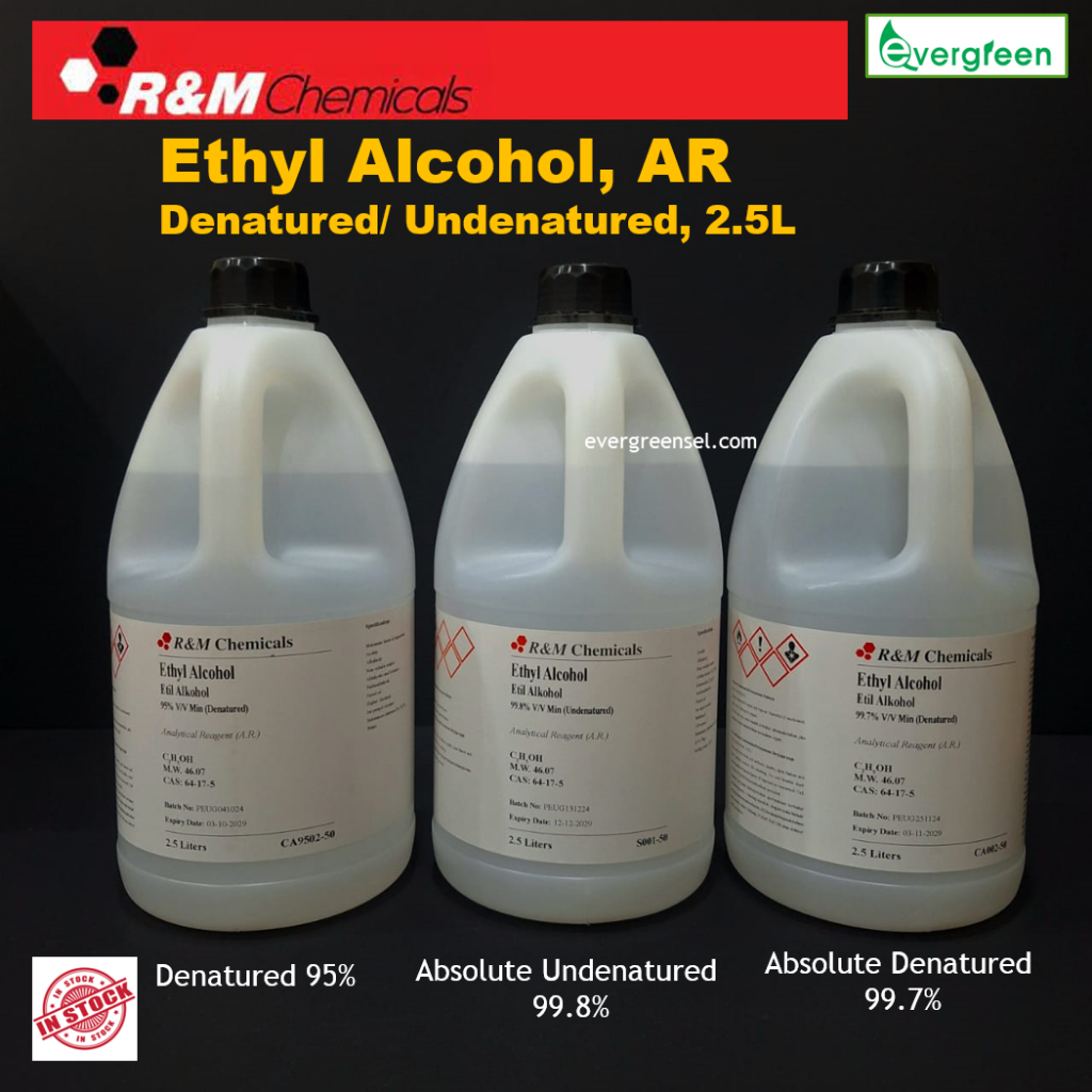 R&M Ethyl Alcohol/ Alcohol/ Ethanol, AR grade 2.5L for laboratory use ...