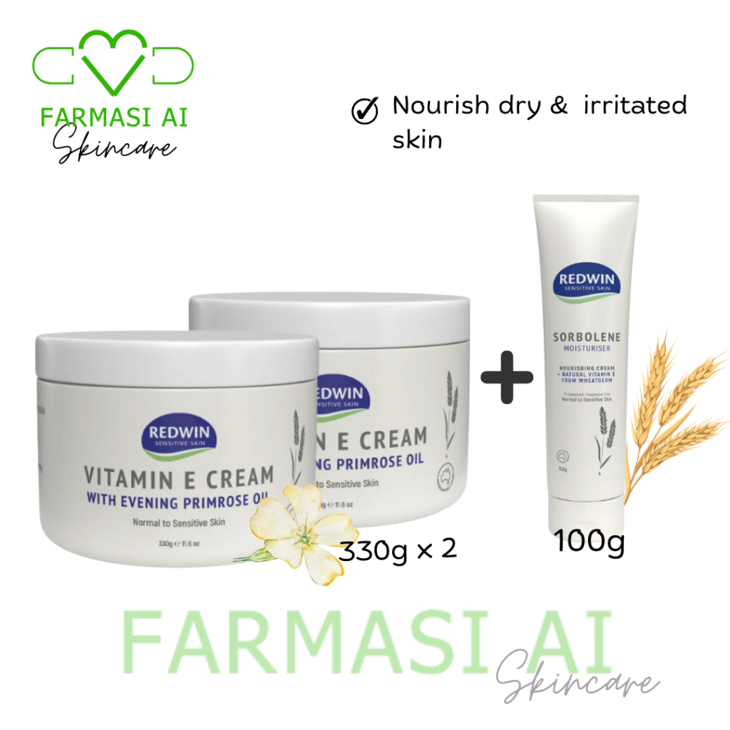 Redwin Vit E Cream with EPO 330g Twinpack [FOC Sorbolene Moisturizer ...