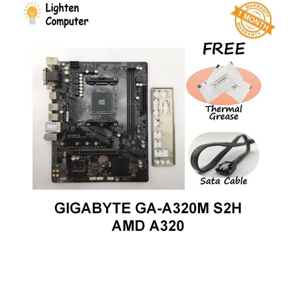 【USED】GIGABYTE GA-A320M S2H Motherboard | A320 | Socket AM4 | AMD Ryzen ...