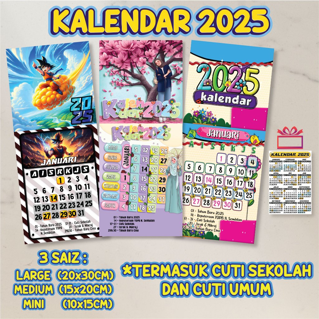 CUTE KALENDAR 2025 / KALENDAR MINI 2025 / 2025 CALENDAR / KALENDAR ...