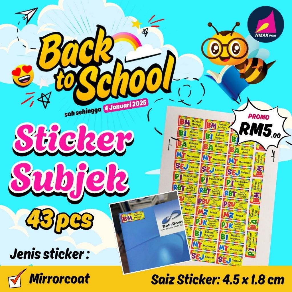 Sticker Subjek Sekolah Rendah Menengah Taska Tadika Prasekolah / Design ...