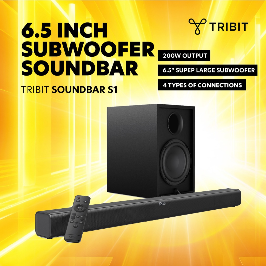 Tribit Soundbar Speaker S1 with Wired Subwoofer Deep Bass 200W, 2.1 ...