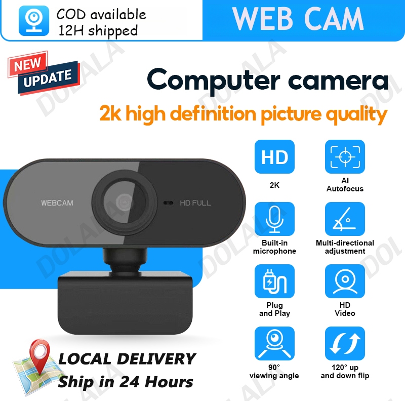 Computer Webcam HD For PC 2K Mini Web Camera with Microphone USB 2.0 ...
