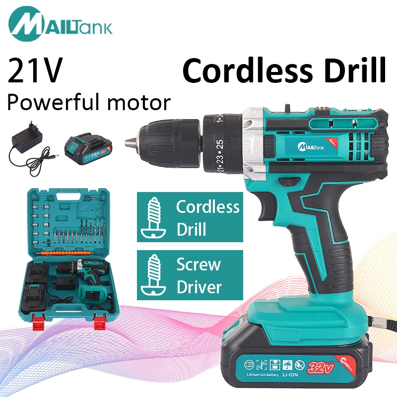 MAILTank 21V Electric Screwdriver Cordless Drill Set 5 Cell Multi ...