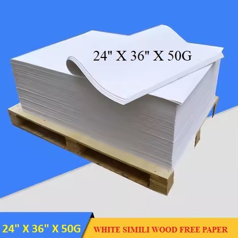 White Simili Paper Wood Free Paper Big Size / White Packing Wrapping ...