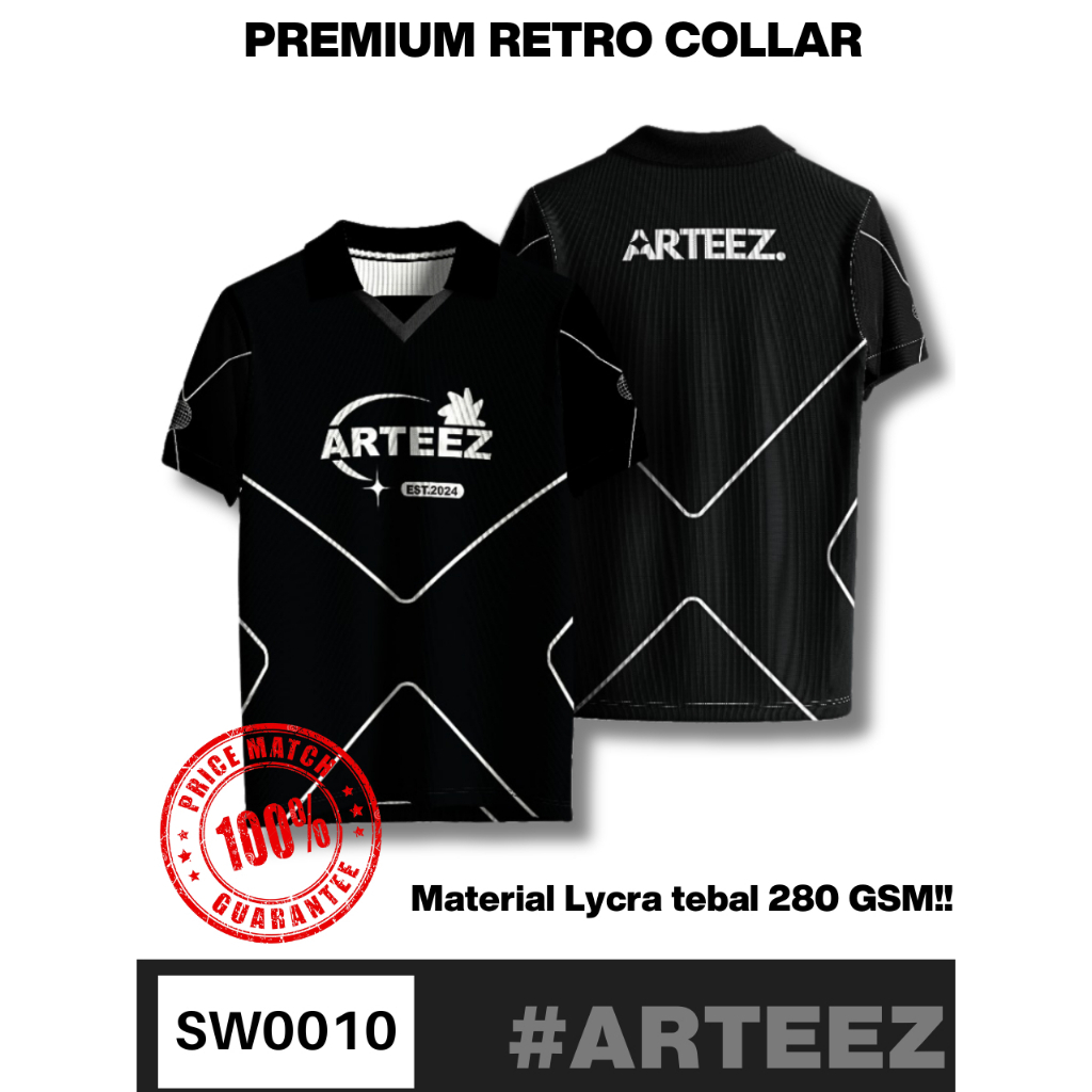 ARTEEZ Premium Quick Dry Retro Collar Unisex 280 gsm Lycra Jersey Sport ...