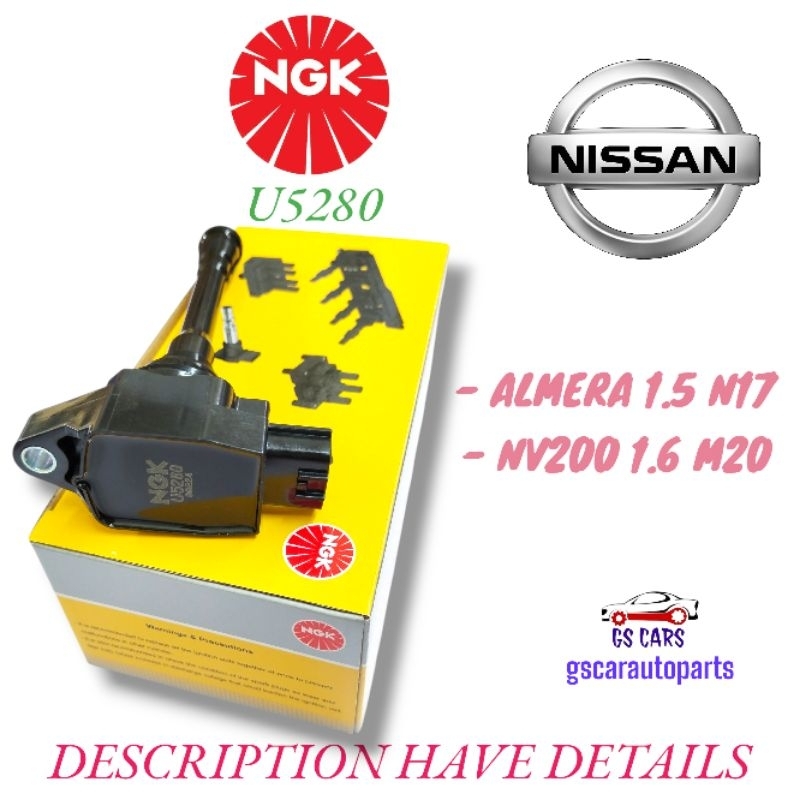 Original ngk ignition coil plug coil nissan almera n17 1.5L/nv200 m20 1.6L U5280 22448-1KT0A ...