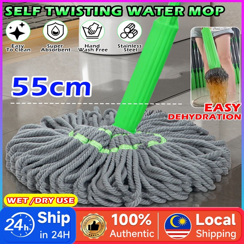 2 in 1 Dehydrated Mop Twist Mop With Wringer Microfiber Strip Hand-Wash ...