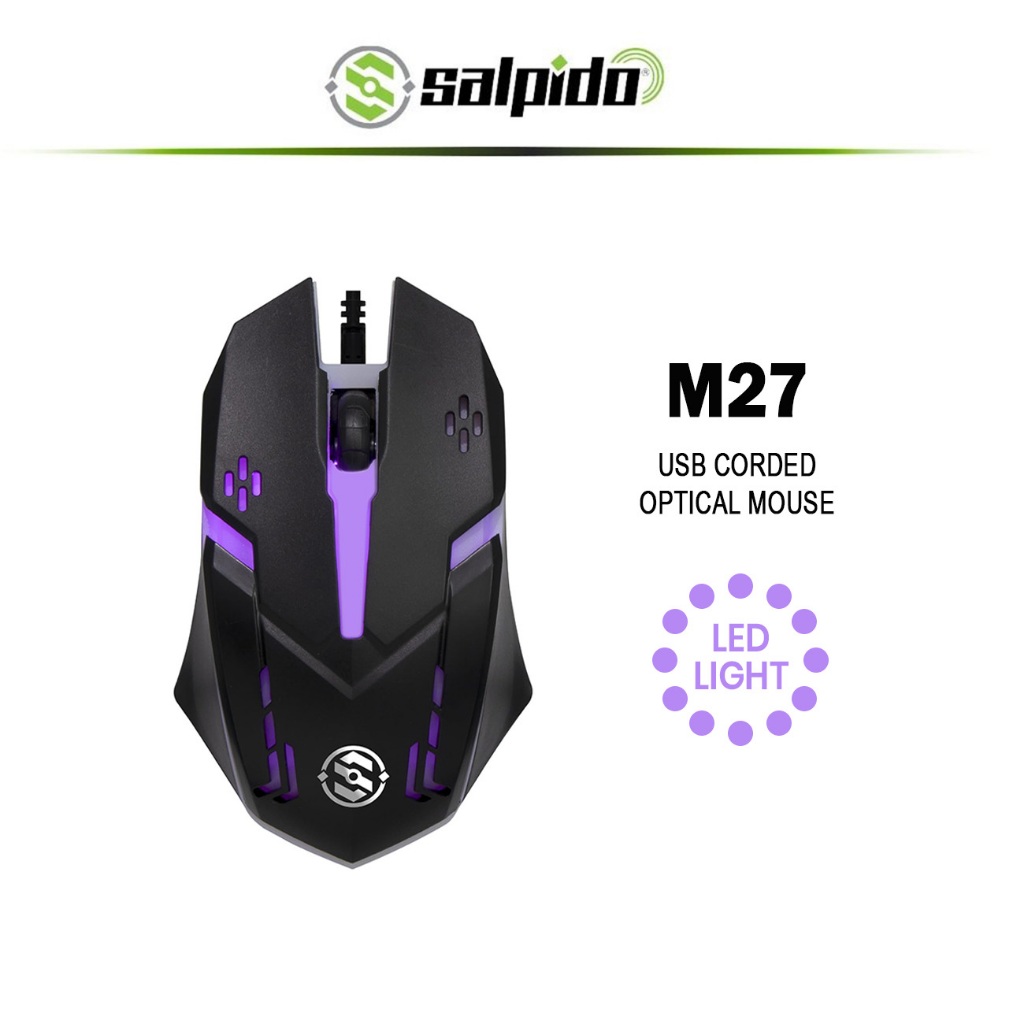 SALPIDO M27 USB Corded Wired Optical Mouse LED Light 1000 DPI | Shopee ...
