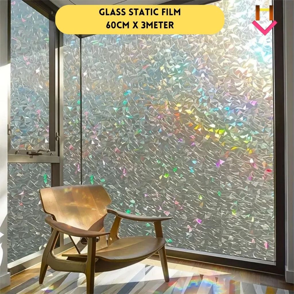 Sticker Kaca Statik Pelangi – 60cm x 3m Filem Lekat Sendiri untuk ...