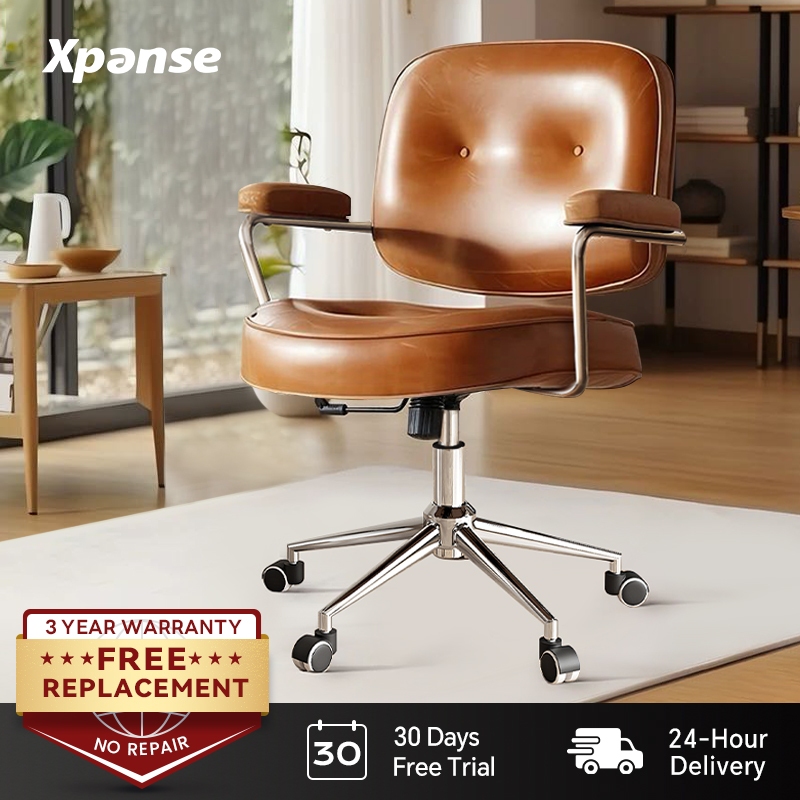 Xpanse Oil Wax Leather Computer Office Ergonomic Study Chair | Shopee ...