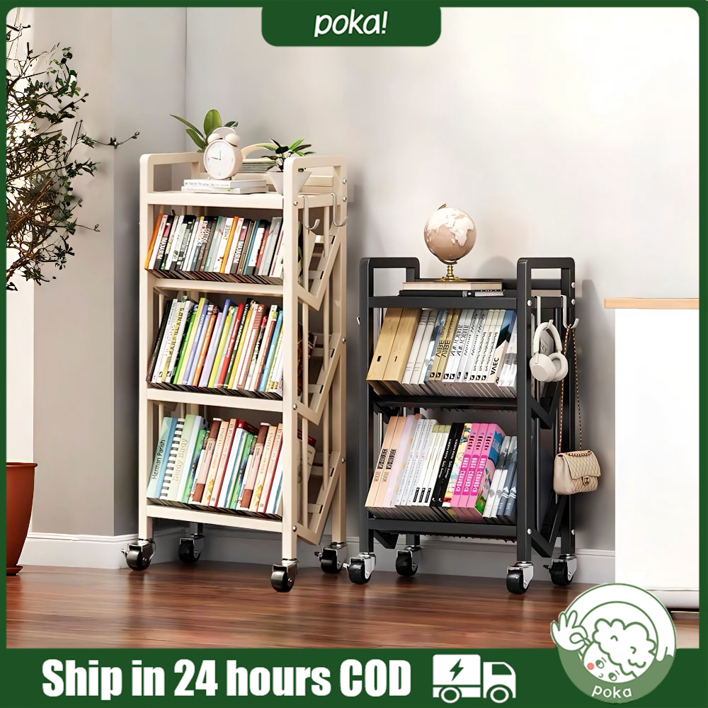 Bookshelf Almari Buku Steel Metal Book Rack Rak Buku Besi 2/3/4/5Tier ...