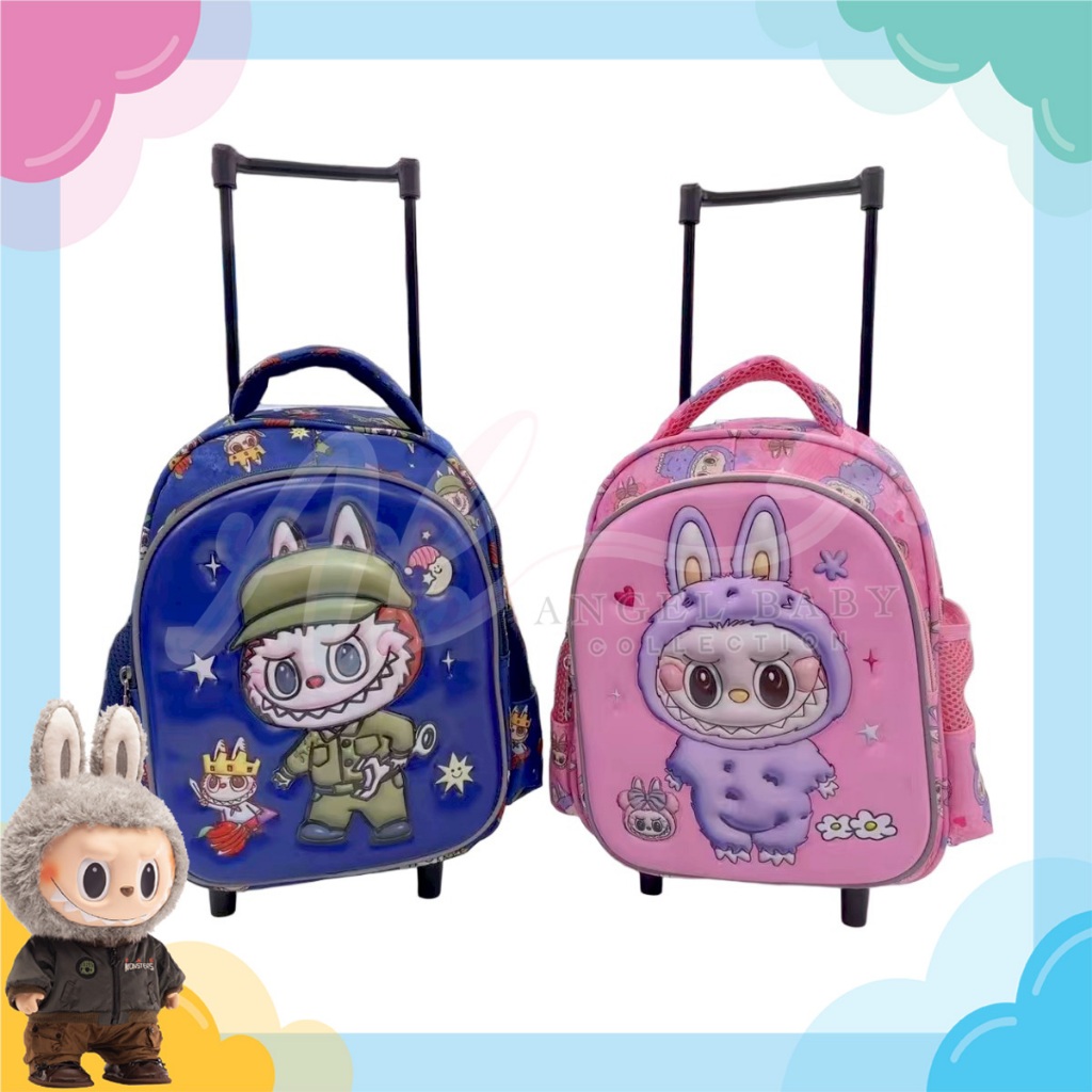 Angel Baby Kids Cartoon Zimomo Labubu Non Removable Mini Trolley School ...