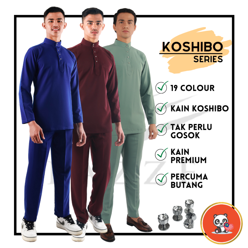 [Koshibo Series] 19 Colour Baju Melayu Modern Fit Dusty Green, Royal ...