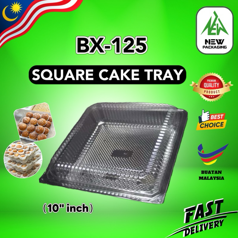 BX-125 10-Inch Square Cake Tray [10pcs] - Disposable Plastic Cake Box ...