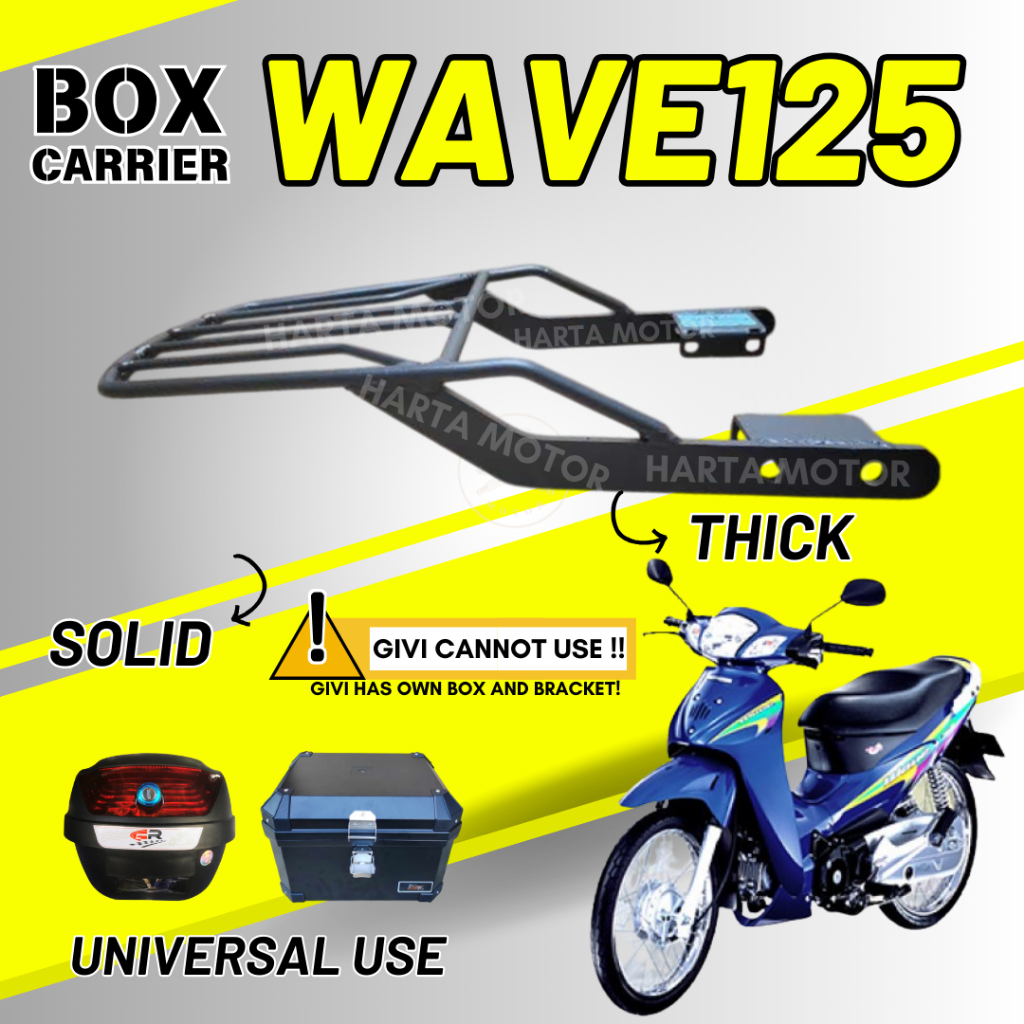 W125 WAVE 125 FRIST MODEL REAR BOX MONORACK BOX CARRIER KAKI TABAK HEAVY DUTY PVC KOTAK BESI ...
