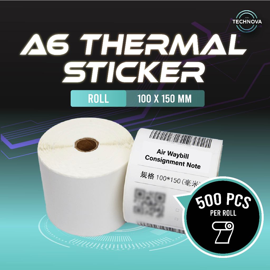 【Roll 500pcs】A6 Thermal Sticker 100x150mm / AWB / Shipping Label / Air ...