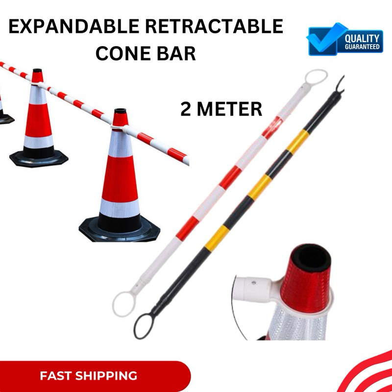 EXPANDABLE RETRACTABLE CONE BAR 2 METER & SAFETY ROAD CONE 75CM WITH ...