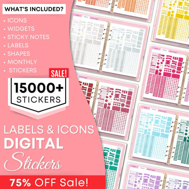 Daily Digital Sticker Book - GoodNotes Stickers, PNG Files, Sticky ...